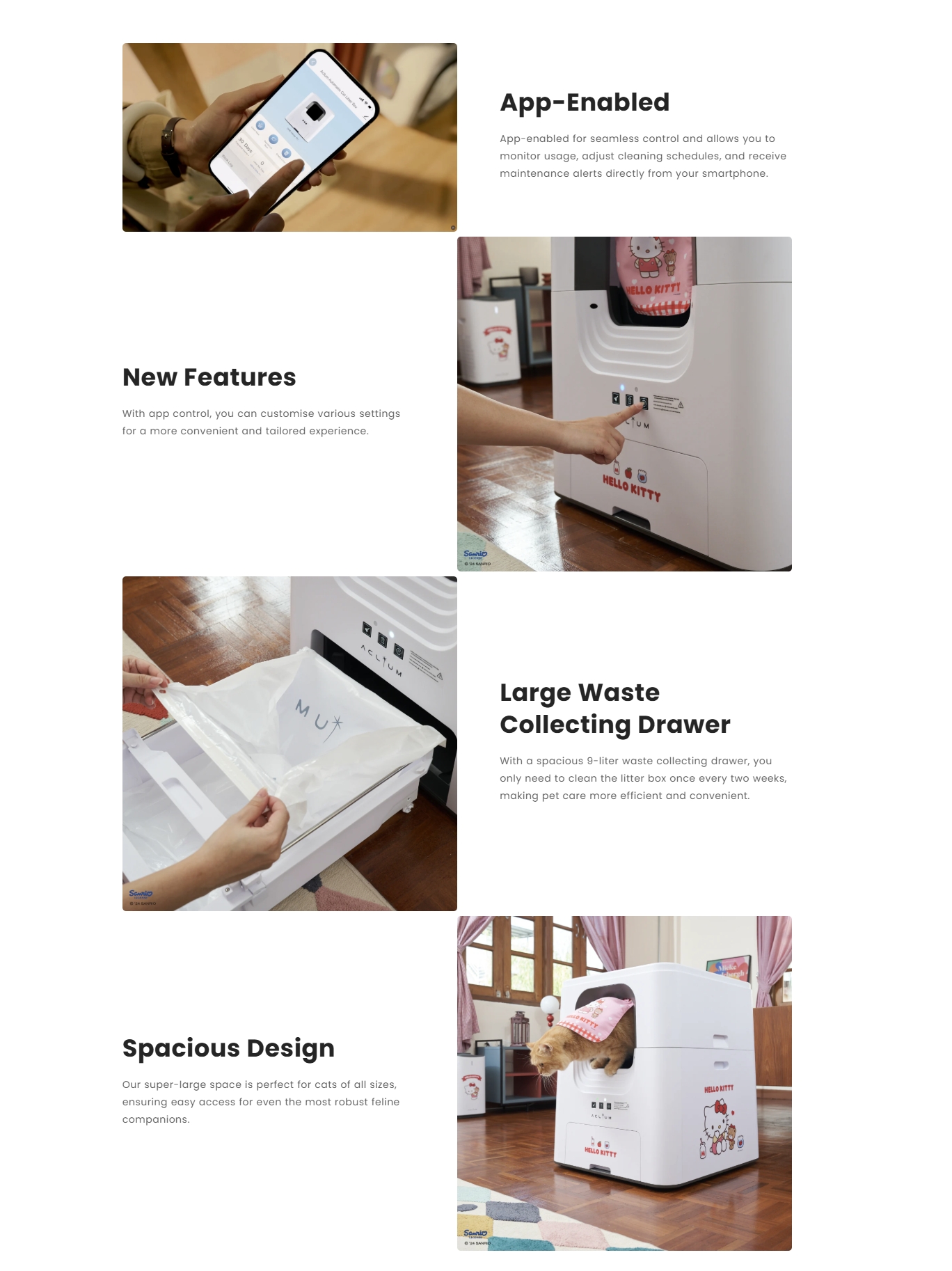 Aclium Hello Kitty Edition Self-Cleaning Automatic Cat Litter Box Odor ...